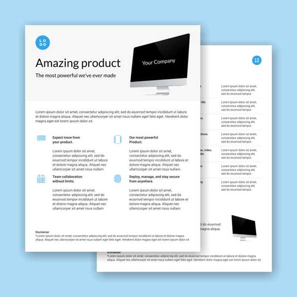 Free customizable & beautiful Product Sheet templates from Xara Cloud